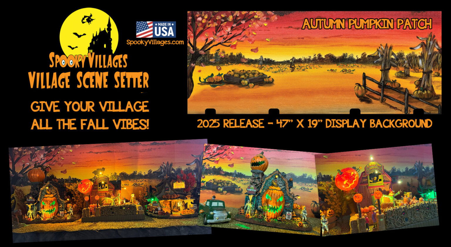 2025 Village Scene Setter – Autumn Pumpkin Patch – SpookyVillages.com